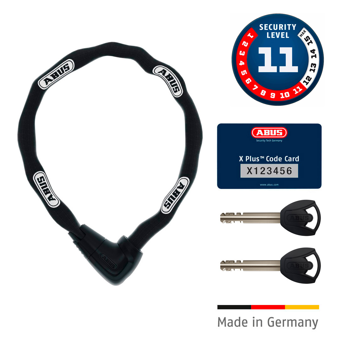 ABUS Steel-O-Chain XPlus 9808K Chain Lock 85-140 cm, ø 8 mm | 85 cm ...