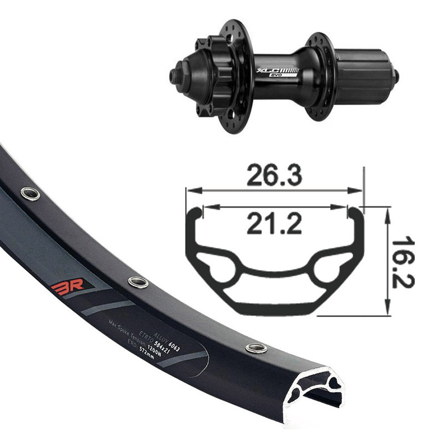 Rodi BlackRock 21 MTB 28"/29" Hinterrad, XLC Evo Nabe 135 ...