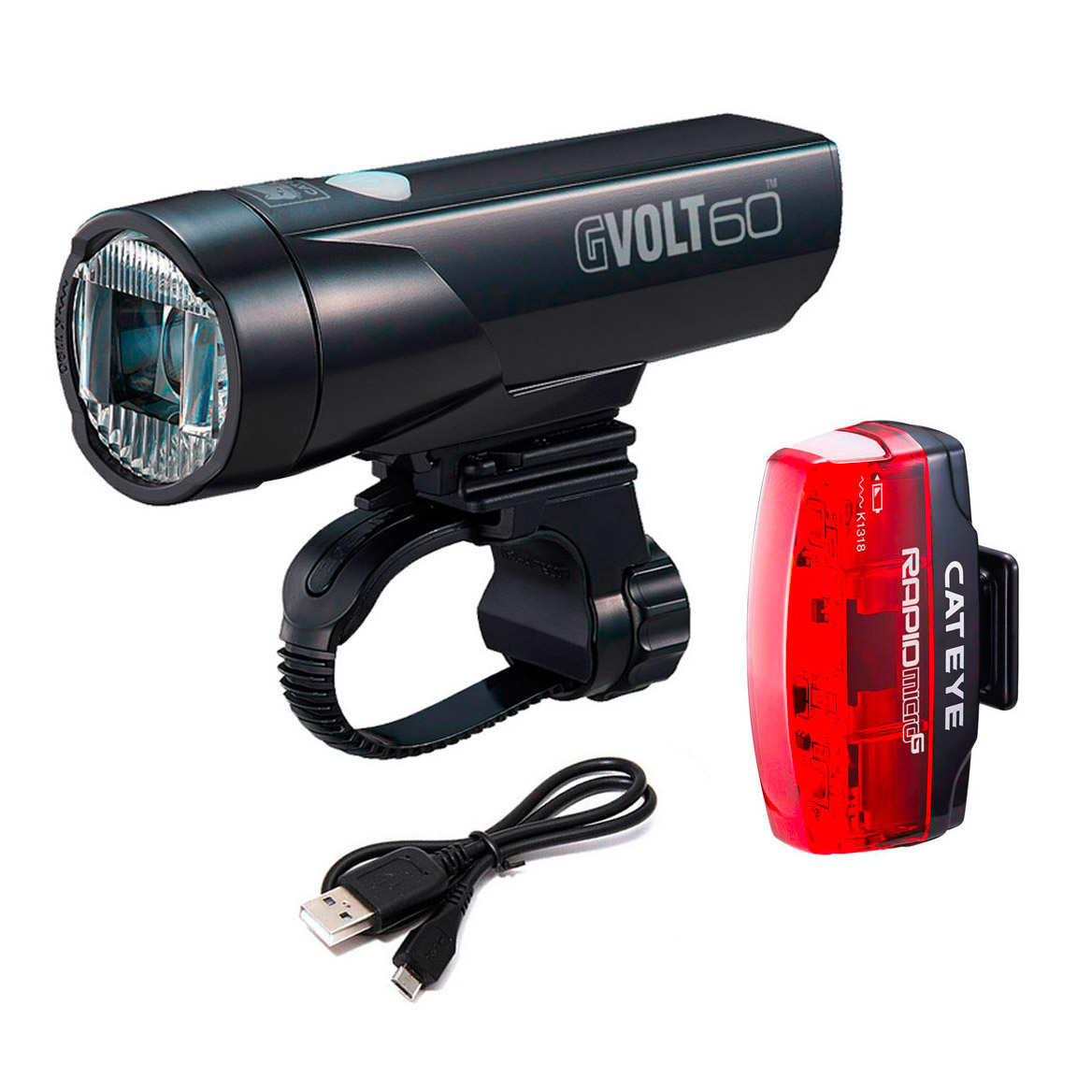 Cateye Gvolt 60 LED Fahrradlicht Set mit Rücklicht Rapid Micro G ...