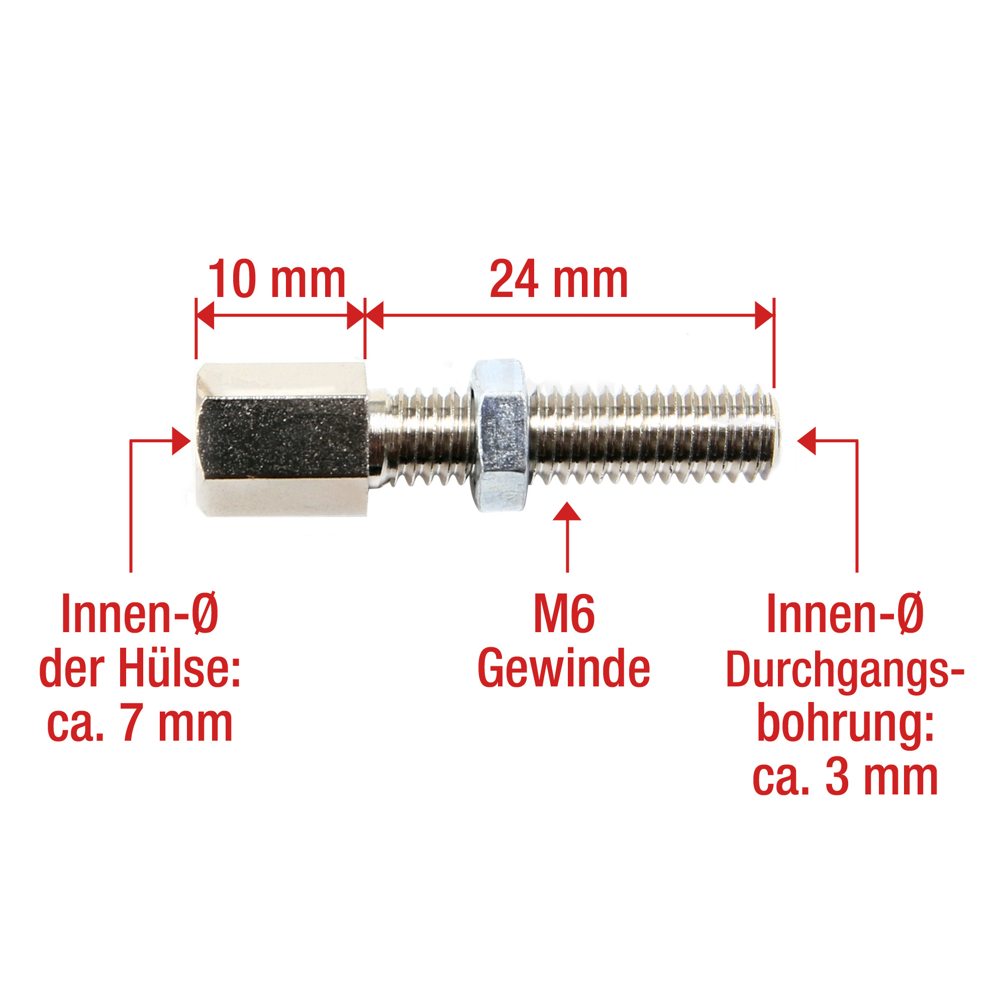 Stellschraube 4370 for Bowdenzug, Sechskant, M6 Gewinde, 34 mm lang 2 ...