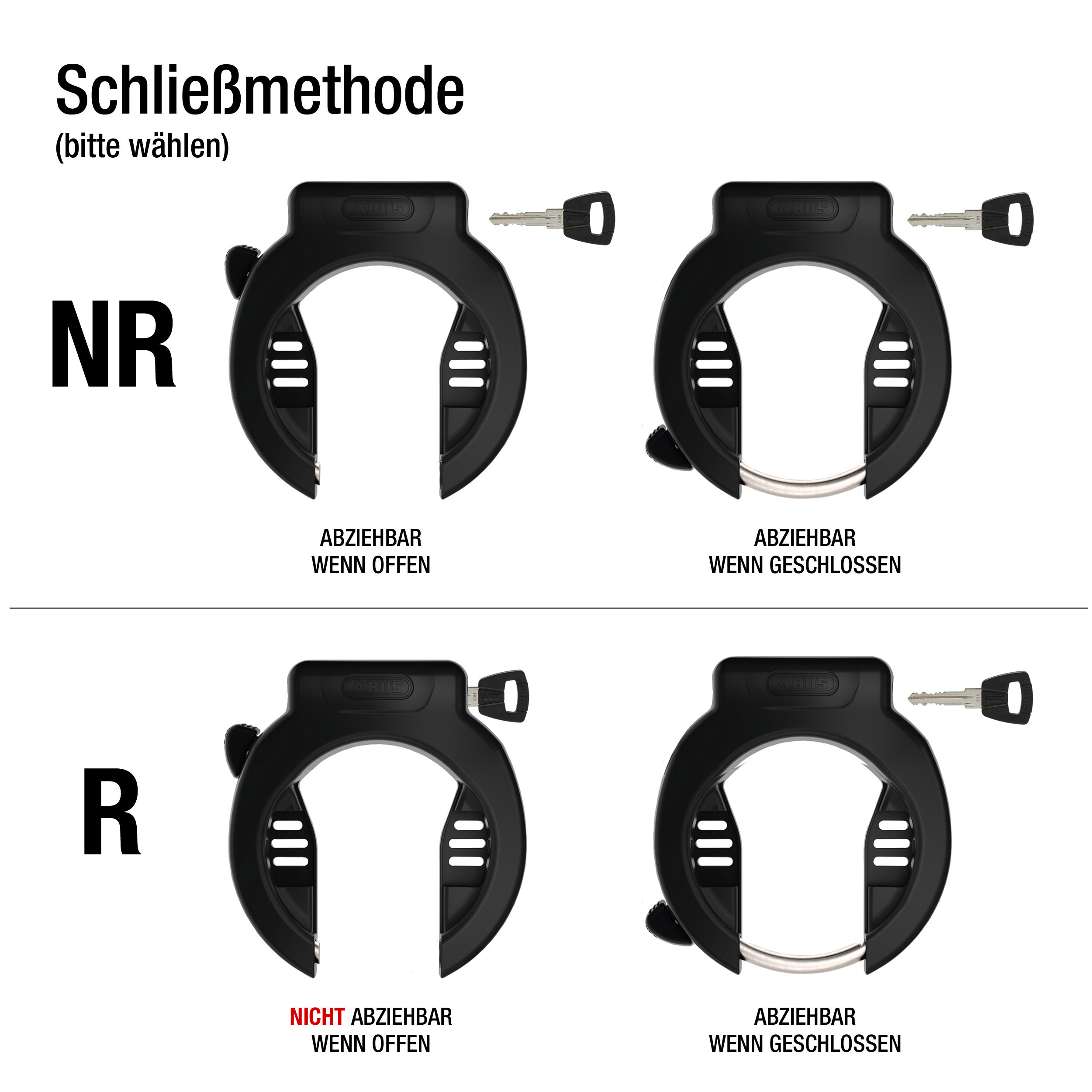 ABUS 4750 X Amparo Frame Lock Black | NR = Schlüssel abziehbar | A86734