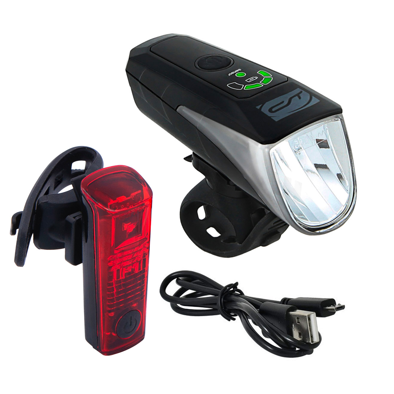 Contec 24sevenStop USB Bike Light Set 70 Lux with Bremslichtfunktion ...