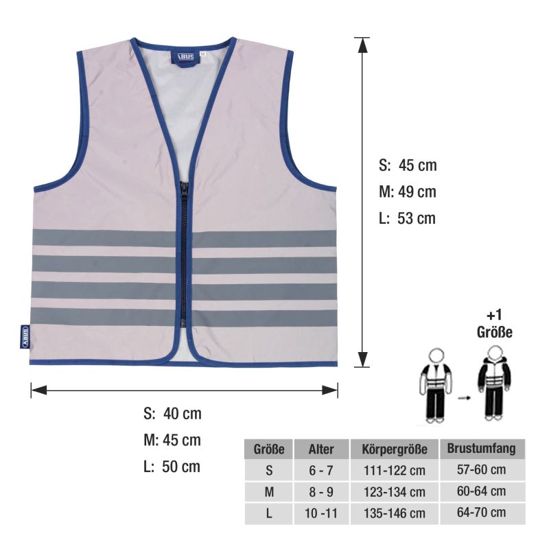 ABUS Lumino Urban Reflex Vest Kids Silber Warnweste | M | A69949
